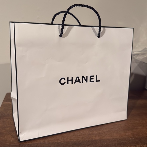 CHANEL | Party Supplies | Authentic Chanel Gift Bag 5 X 9 X 45 In White ...